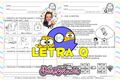 Atividades de alfabetização letra Q