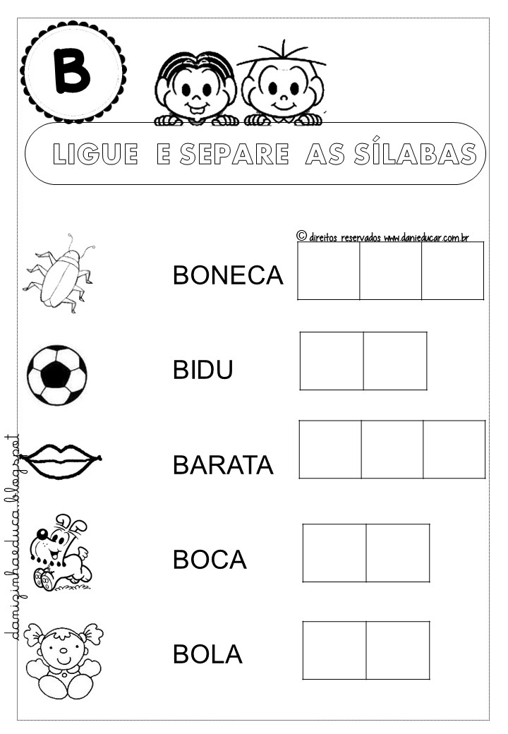 Atividades Ligue e Separe as sílabas - Dani Educar