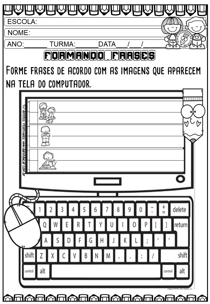Atividades educativas - formação de frases - Dani Educar