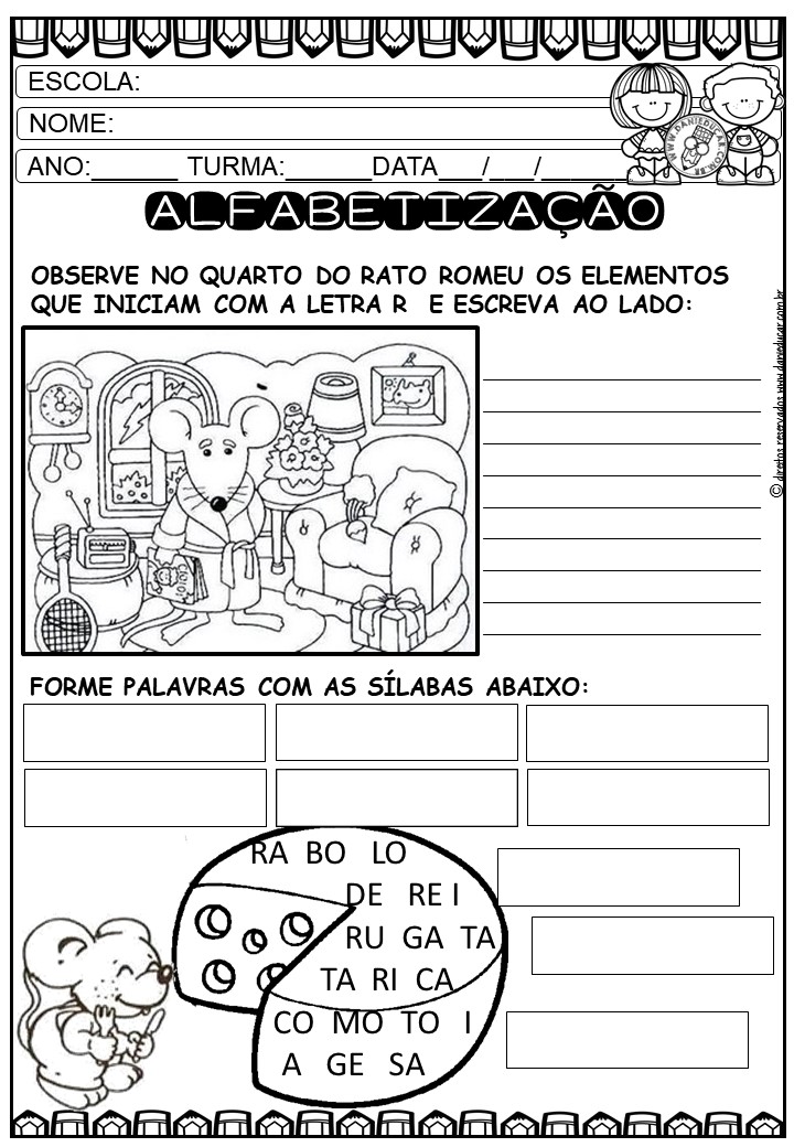 Atividades de alfabetização - letra R - Dani Educar