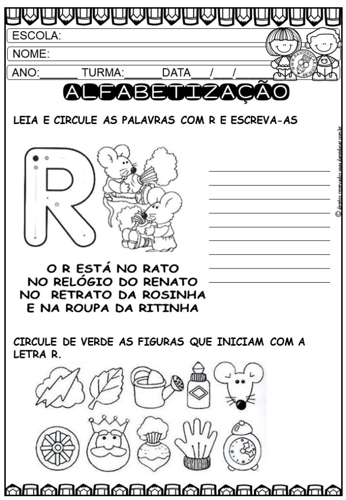 Atividades de alfabetização - letra R - Dani Educar