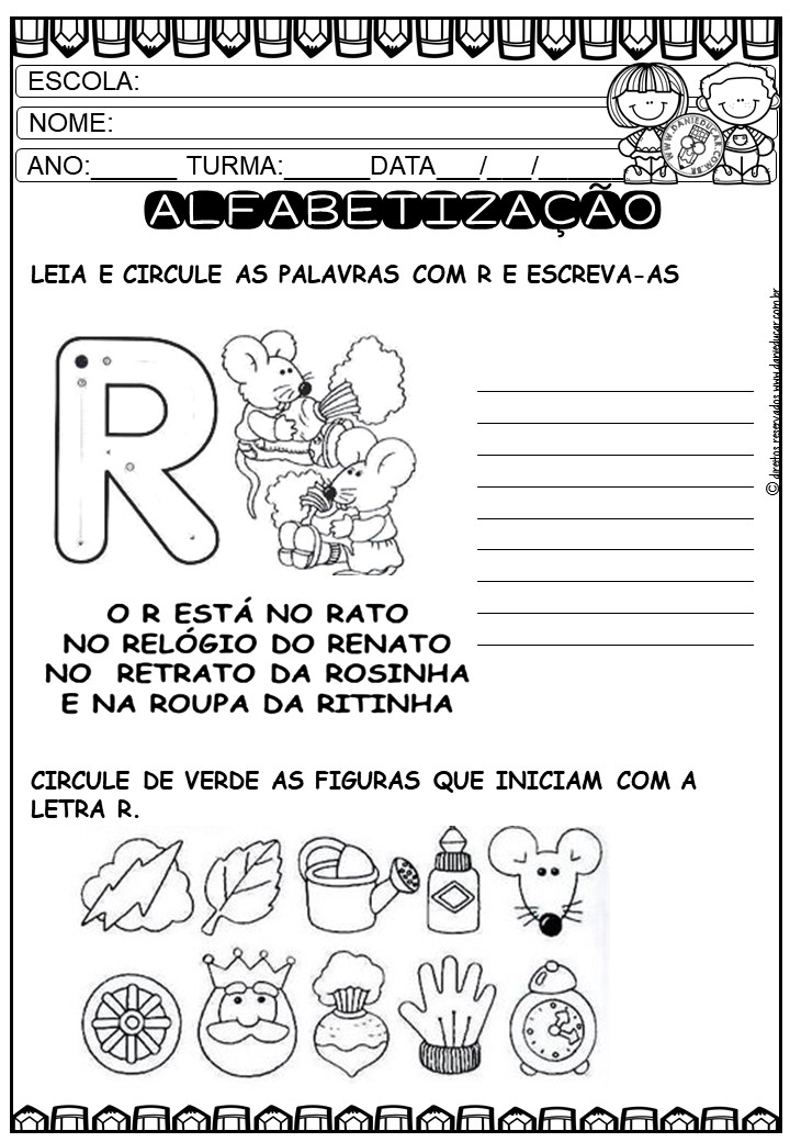 Atividades de alfabetização - letra R - Dani Educar