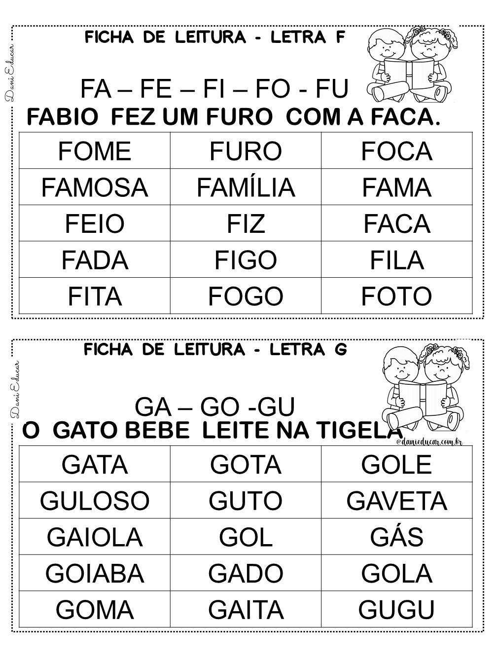 Ficha De Leitura Letra F - RETOEDU